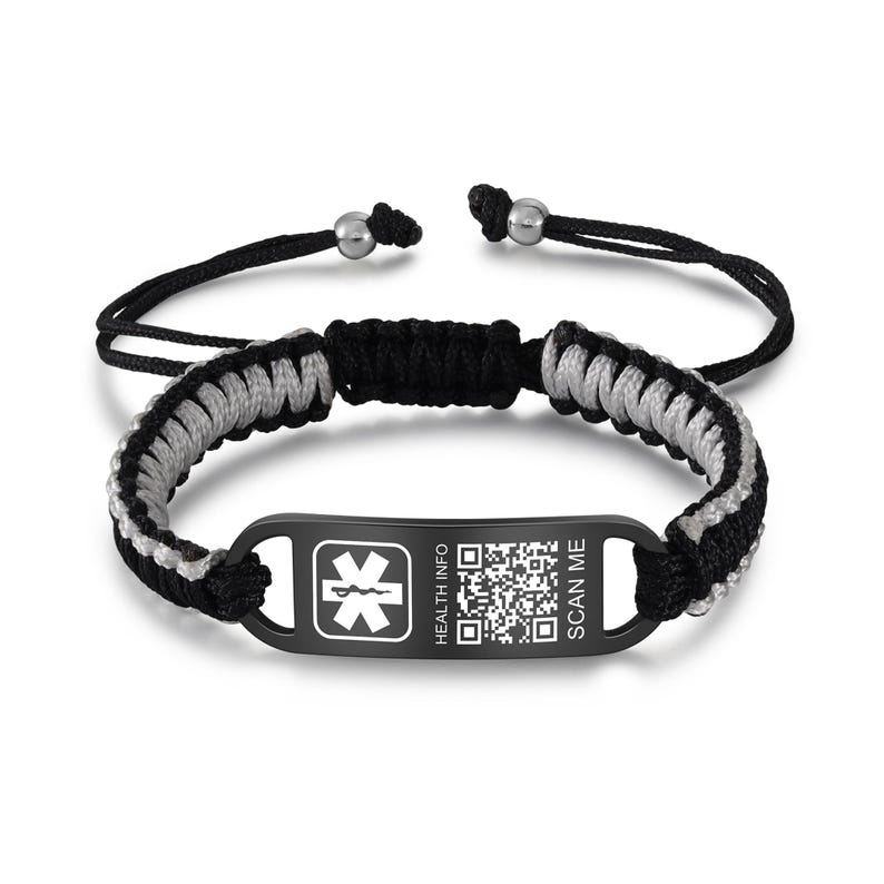 Personalized QR Code Medical Alert Bracelet, Stainless Steel Tag Scan ...