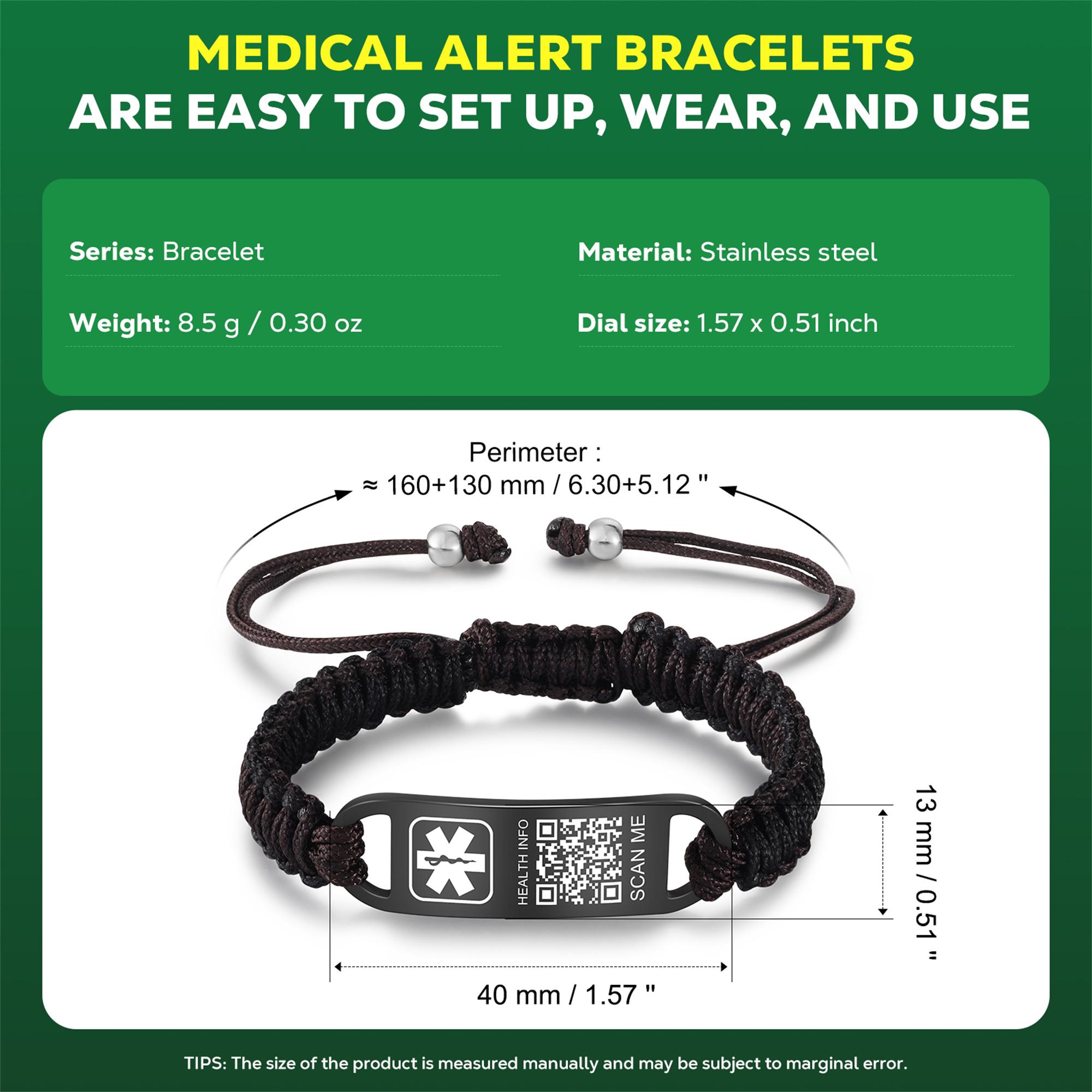 Personalized QR Code Medical Alert Bracelet, Stainless Steel Tag Scan ...