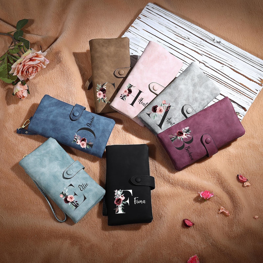 Pensonalized Wallet for Women, Custom Initial Name Woman Leather Purse ...