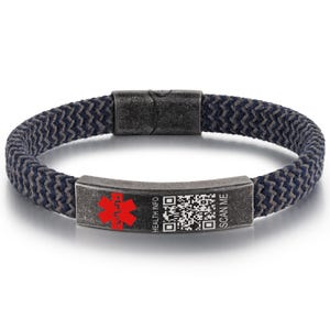 Personalized QR Code Medical Alert Bracelet, Stainless Steel Tag Scan ...