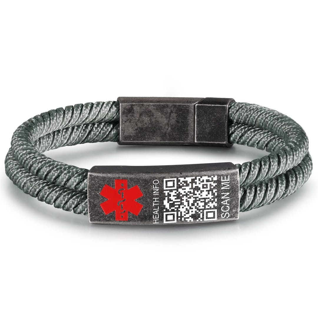 Personalized QR Code Medical Alert Bracelet, Stainless Steel Tag Scan ...