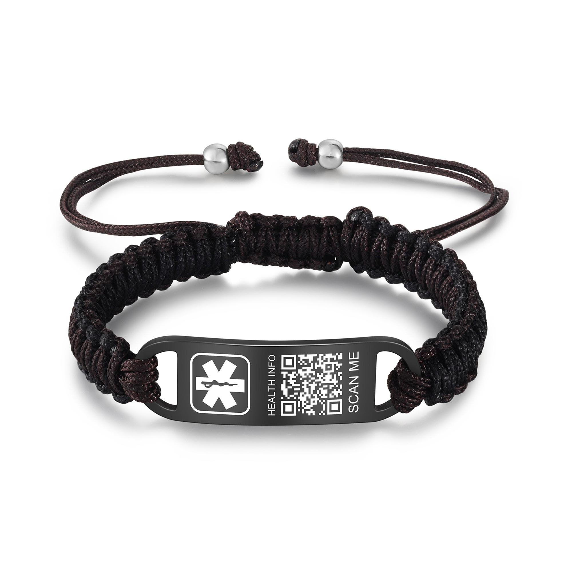 Personalized QR Code Medical Alert Bracelet, Stainless Steel Tag Scan ...
