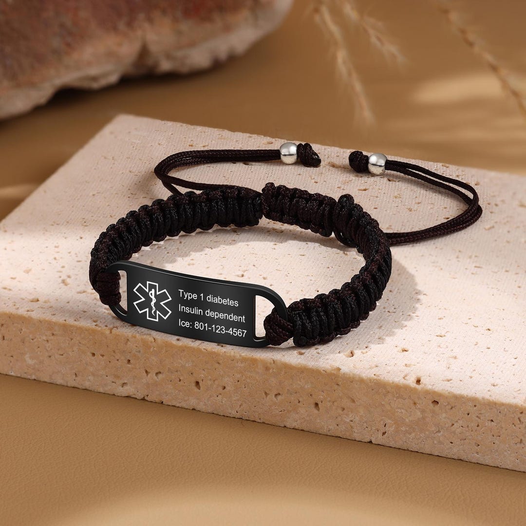 Personalized Medical Alert Bracelet, Custom Engraved ID Retractable ...