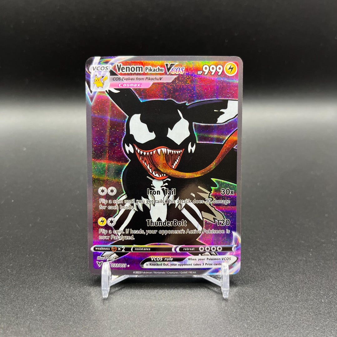 Pikachu Venom Marvel Special Costum Cosplay // Proxy Pokemon Card Holo ...