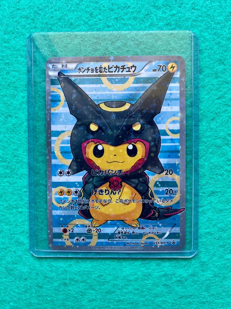 Card Pokemon Poncho Wear Pikachu Rayquaza Black JPN XY Promo Art ...