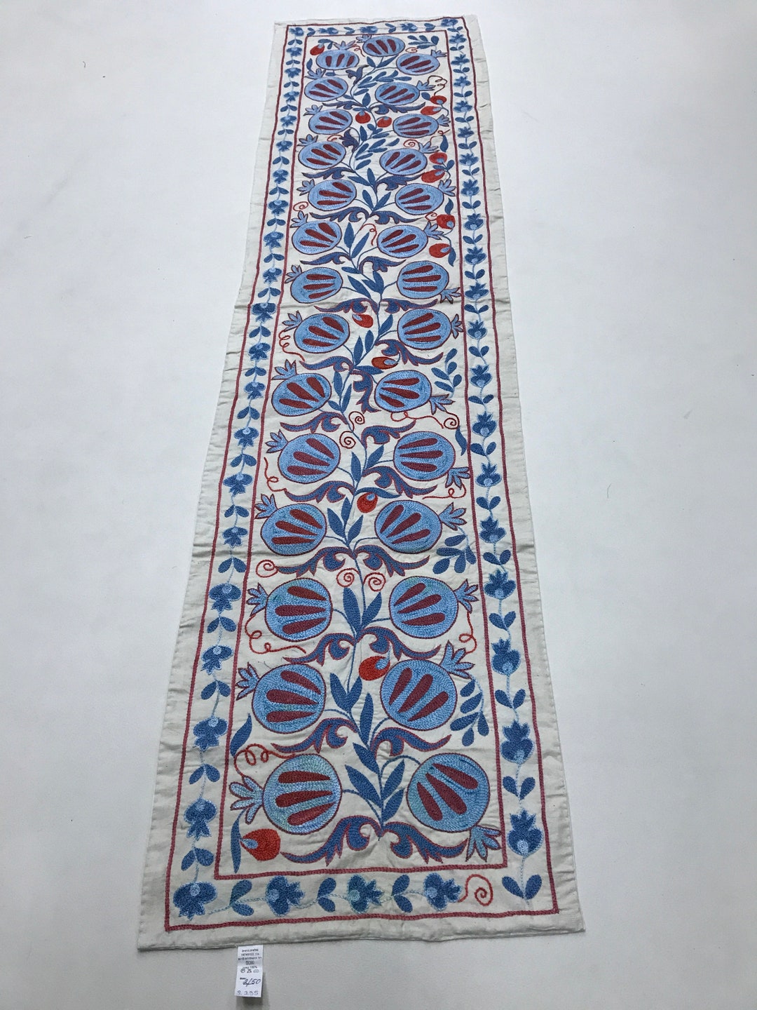 Uzbek Silk Suzani Table Runner: Pomegranate Embroidery, Folk Art Decor ...