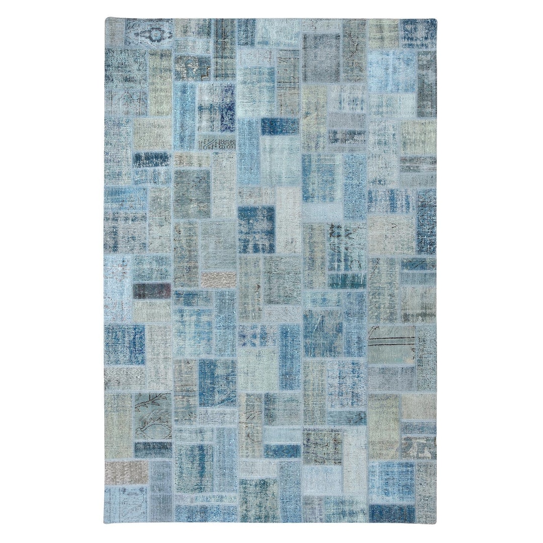 Vintage Patchwork Area Blue Rug,distressed Worn Patchwork Carpet ...