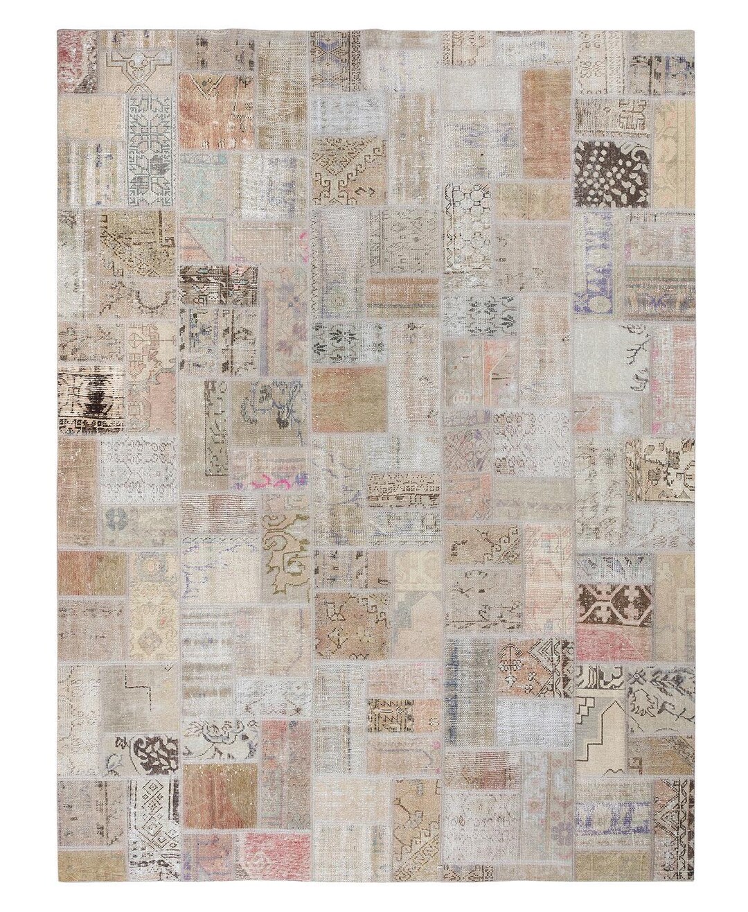 8x10 Feet,vintage Patchwork Area Beige Rug,distressed Worn Patchwork ...