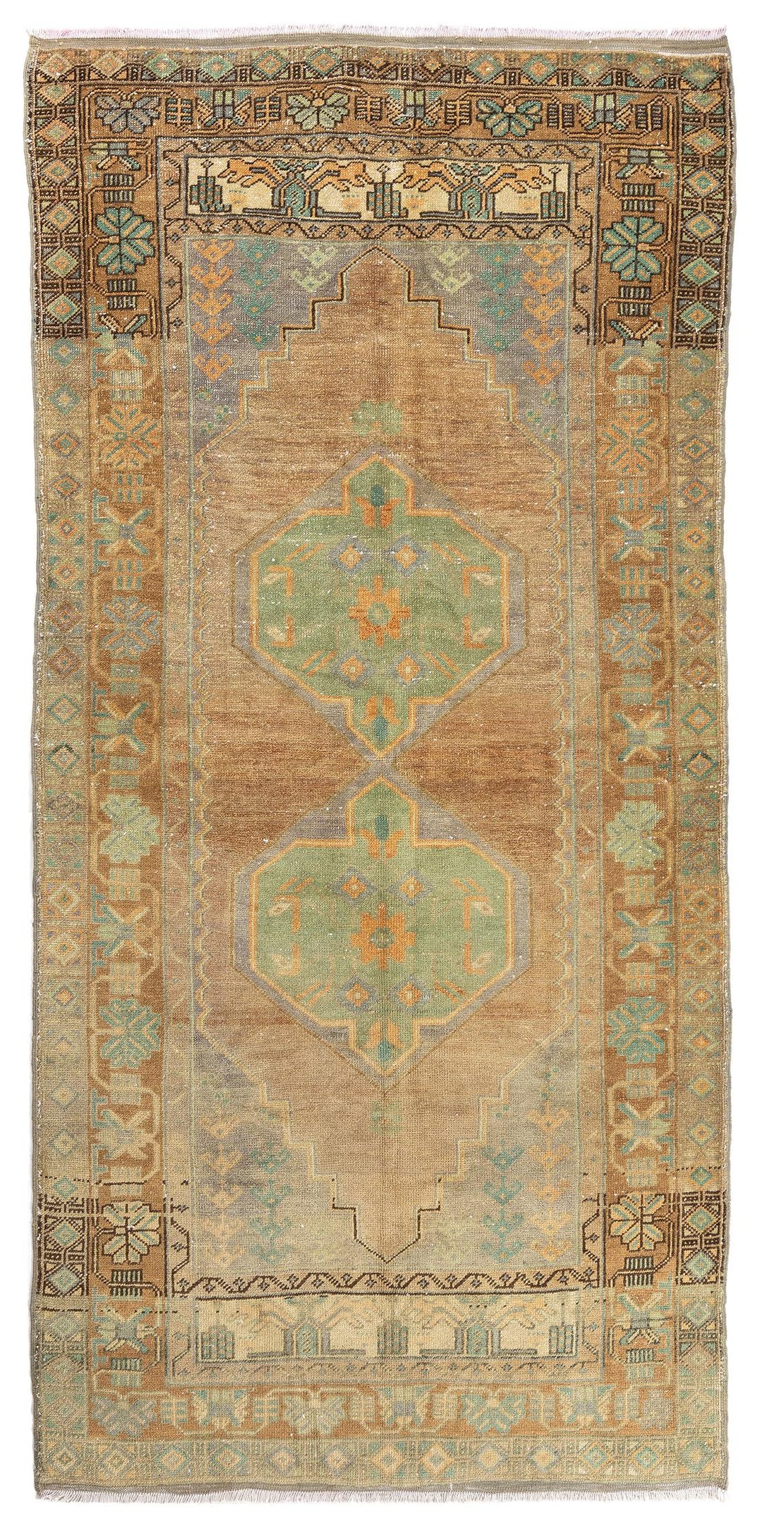 Authentic Carpet Rug, 4 X 8 Vintage Oushak Area Bleached Natural Wool ...