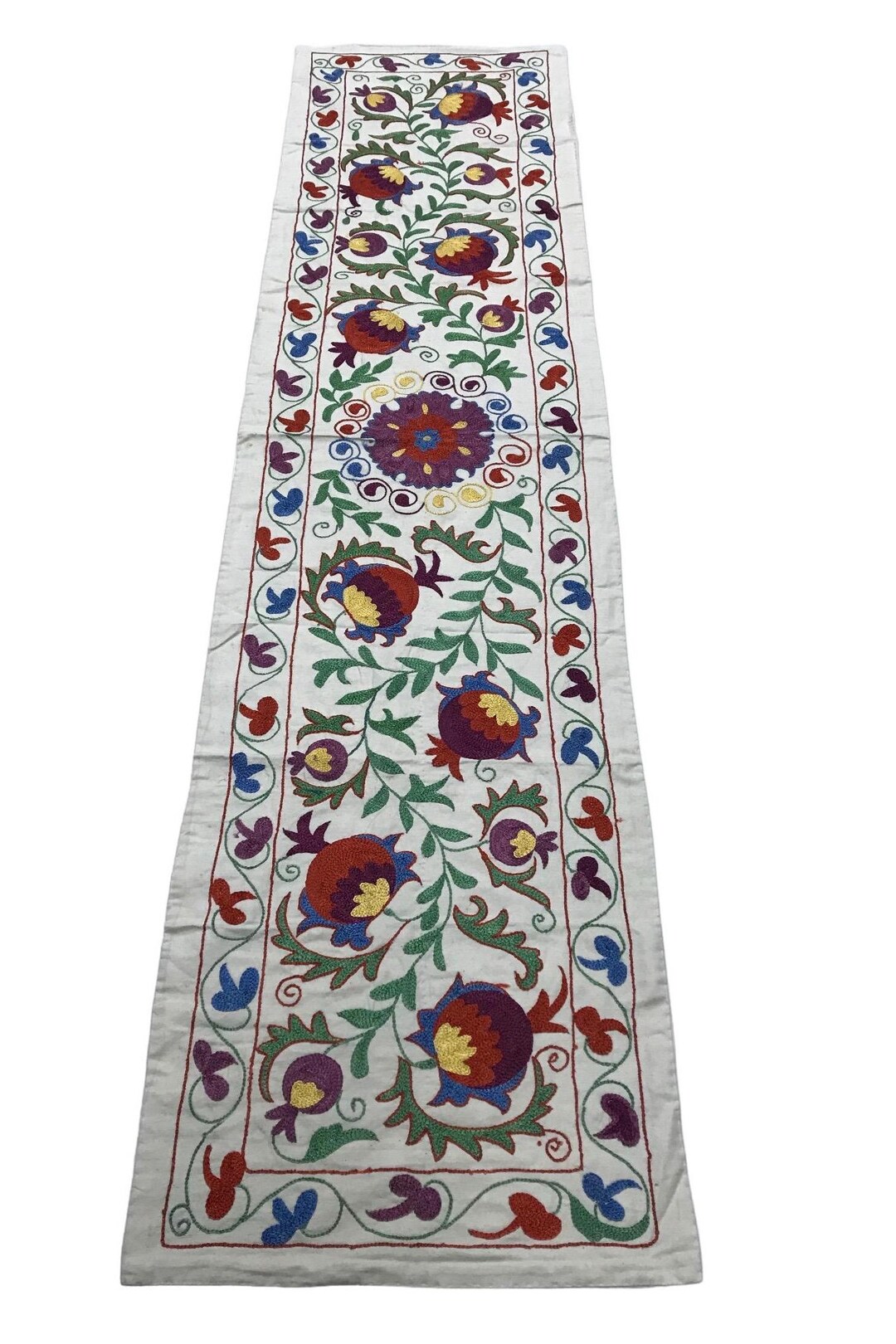 50 X 200 Cm /pomegranate Motif Embroidery Silk Suzani Table Runner ...