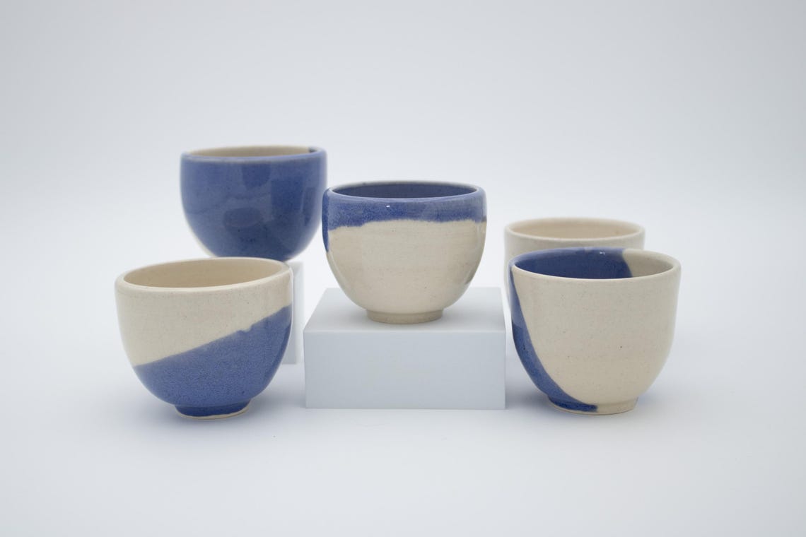 Set of Five Handleless Cups - Etsy