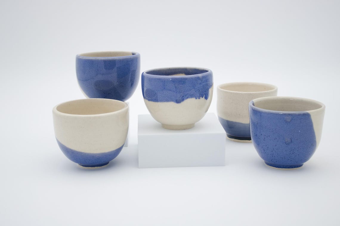 Set of Five Handleless Cups - Etsy