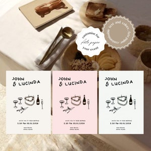 CUT THE CAKE Hand Drawn Wedding Invitation Template Retro Scribble ...