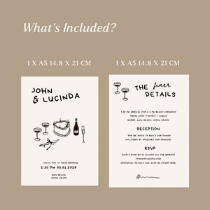 CUT THE CAKE Hand Drawn Wedding Invitation Template Retro Scribble ...