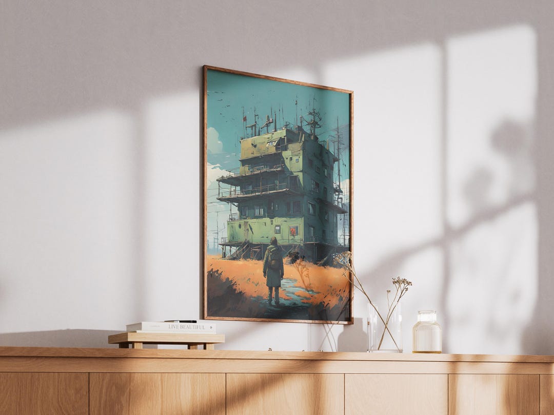 Post-apocalyptic Outpost – Sci-fi Art Print | Dystopian Survival Wall ...