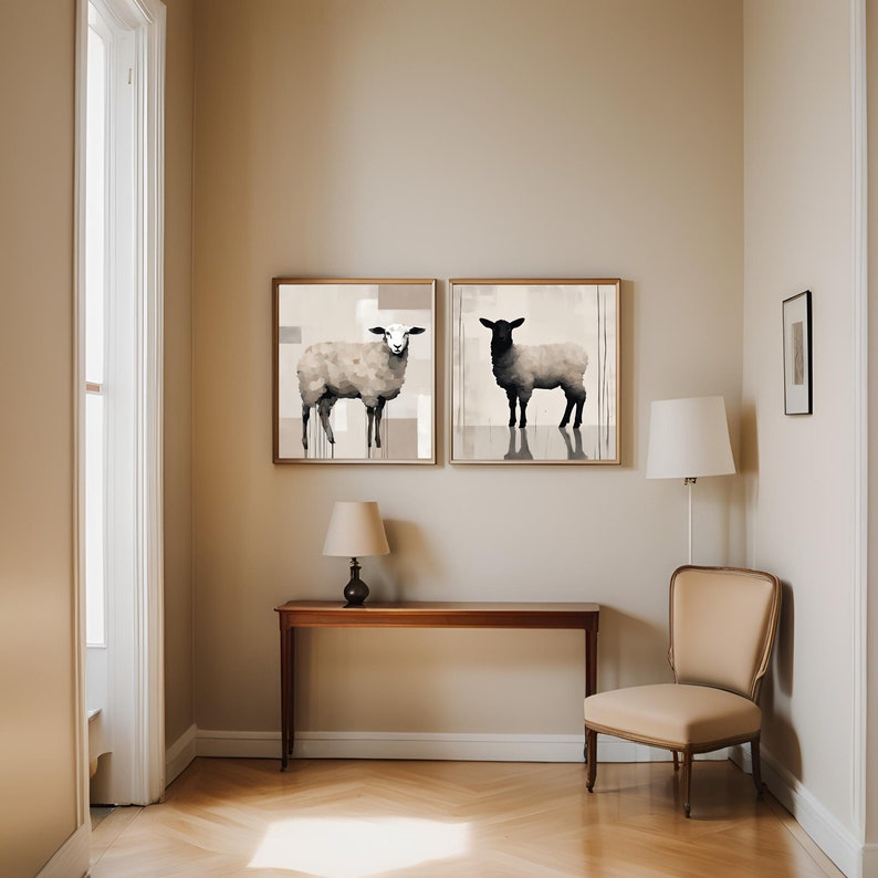 The Lamb Art Set | Japandi Wall Art | Digital Download | Geometric ...