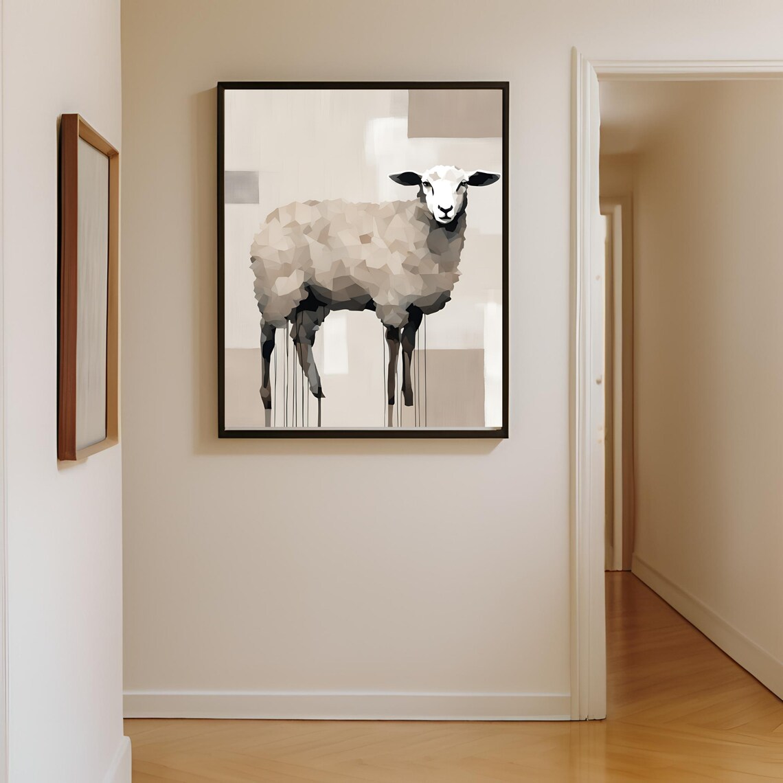 The Lamb Art Set Japandi Wall Art Digital Download Geometric White and ...