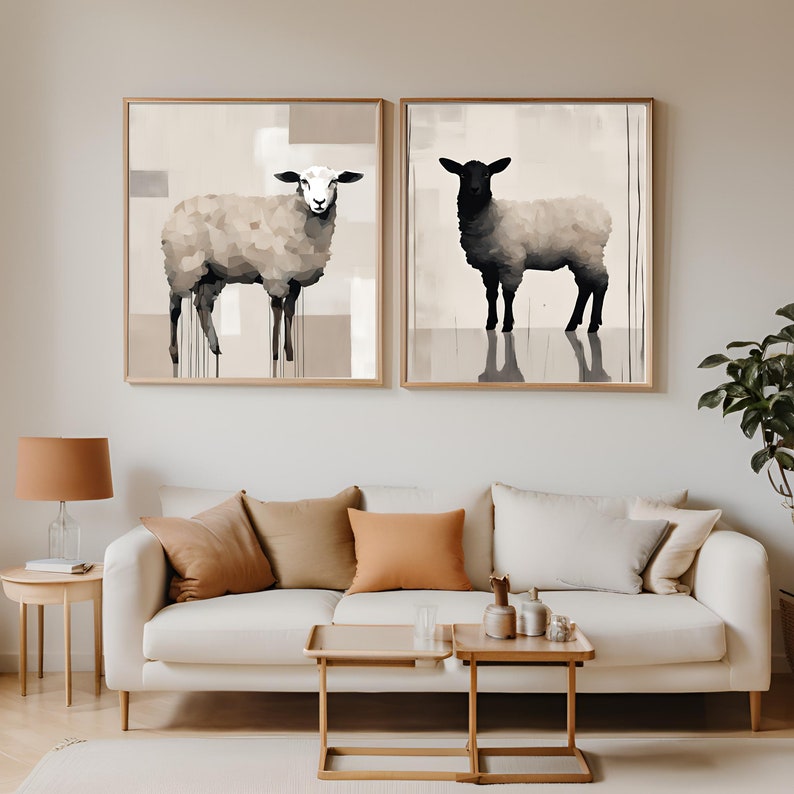 The Lamb Art Set | Japandi Wall Art | Digital Download | Geometric ...