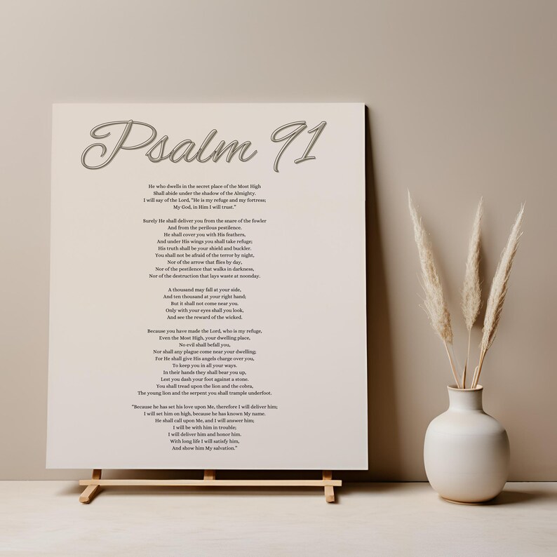 Psalm 91 Christian Wall Art: Minimalist Scripture Print (digital ...