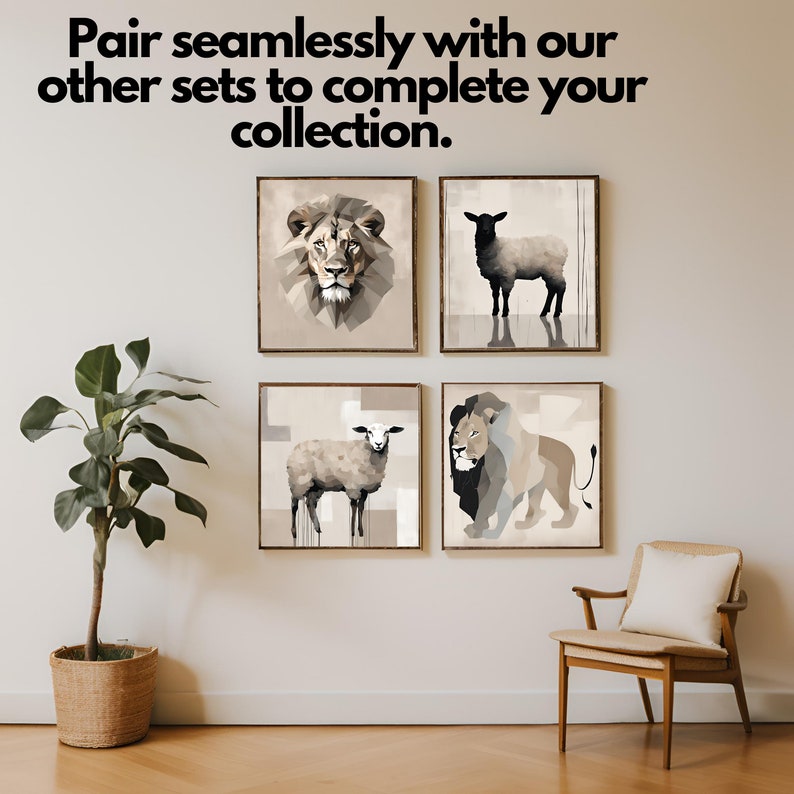 The Lamb Art Set | Japandi Wall Art | Digital Download | Geometric ...