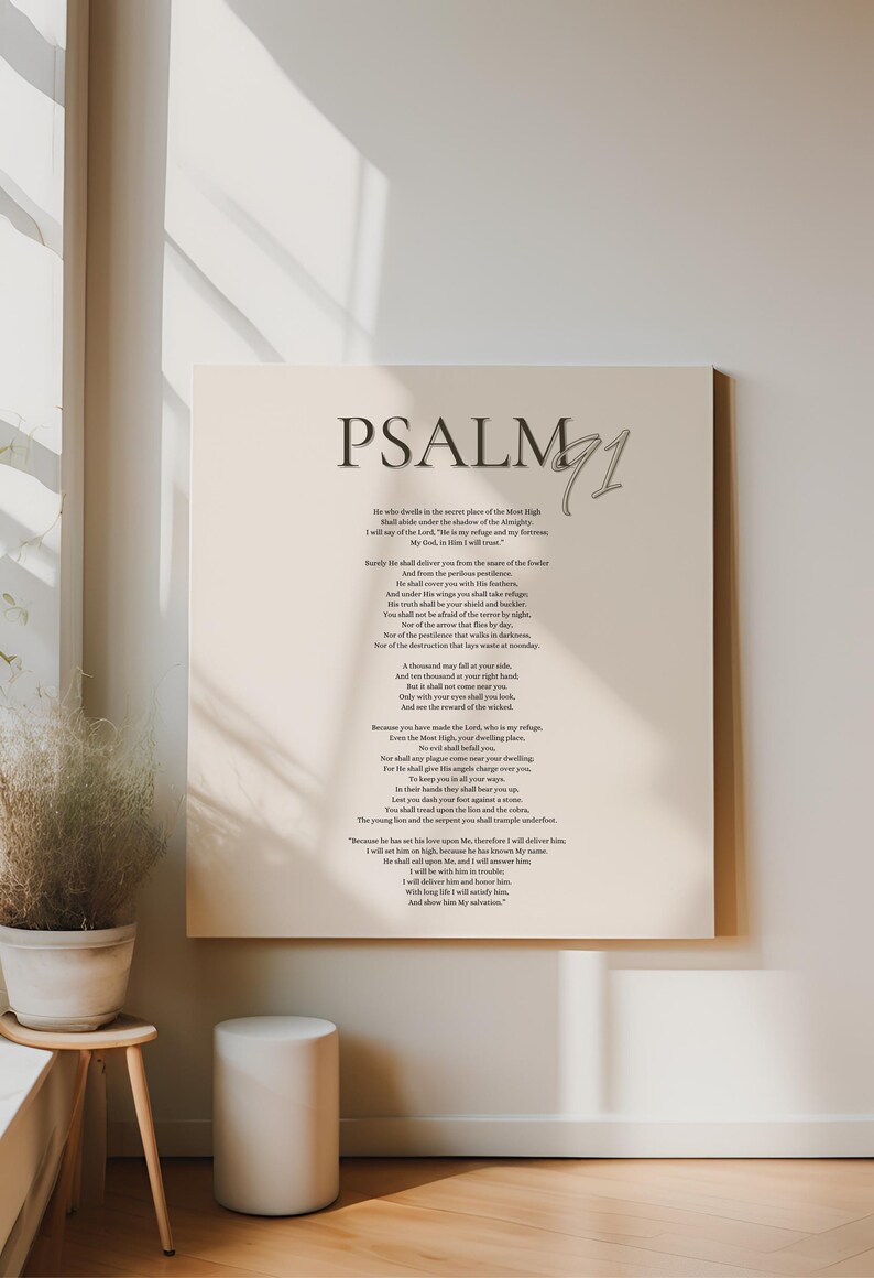 Psalm 91 Christian Wall Art: Minimalist Scripture Print (digital ...