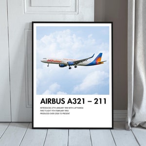 Airbus A321- 211 Vertical Plane Spotting Posters, Matte Wall Art Prints ...