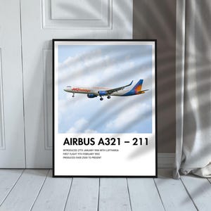 Airbus A321- 211 Vertical Plane Spotting Posters, Matte Wall Art Prints ...