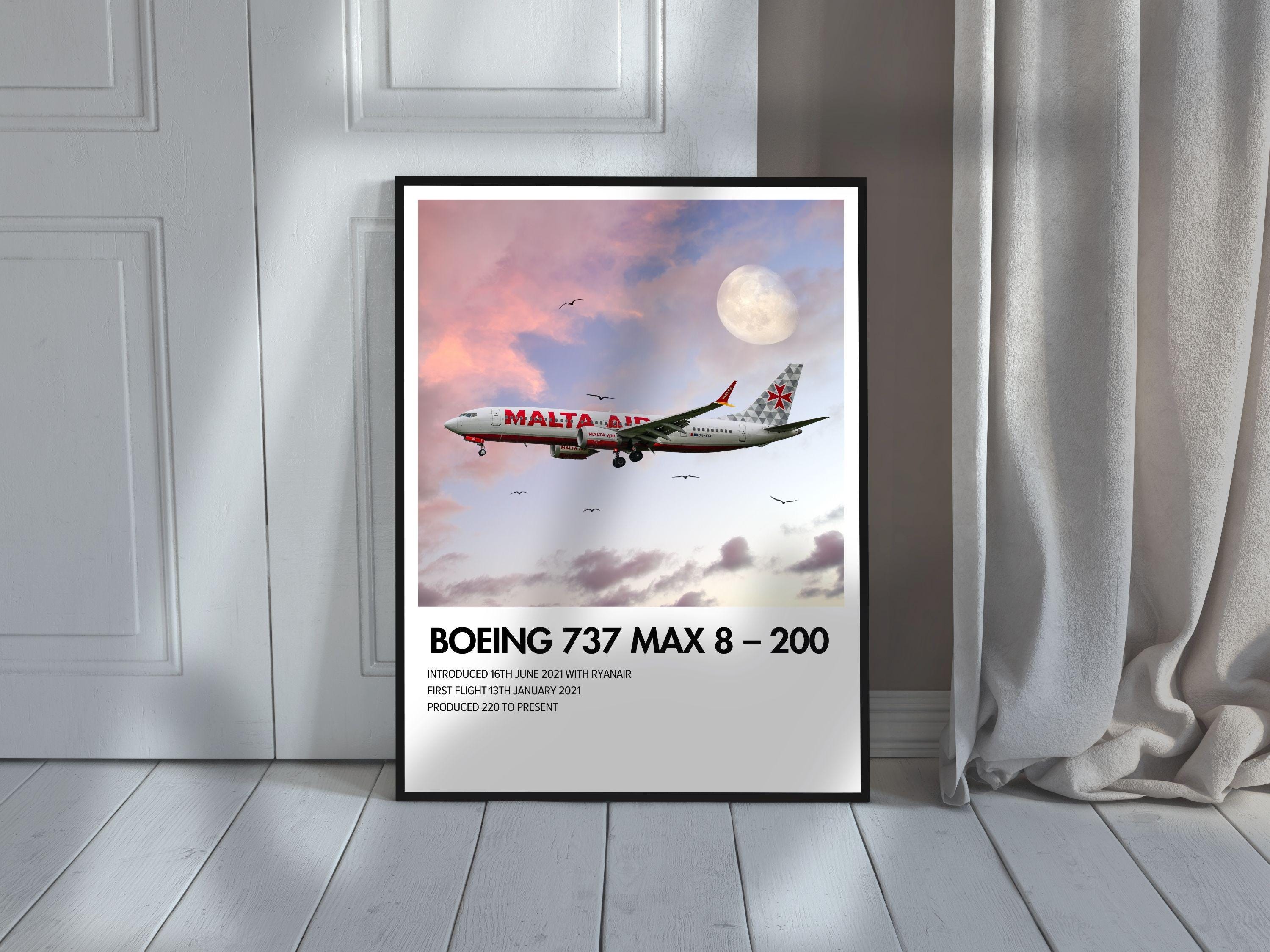 Boeing 737 MAX8- 200vertical Plane Spotting Posters, Matte Wall Art ...