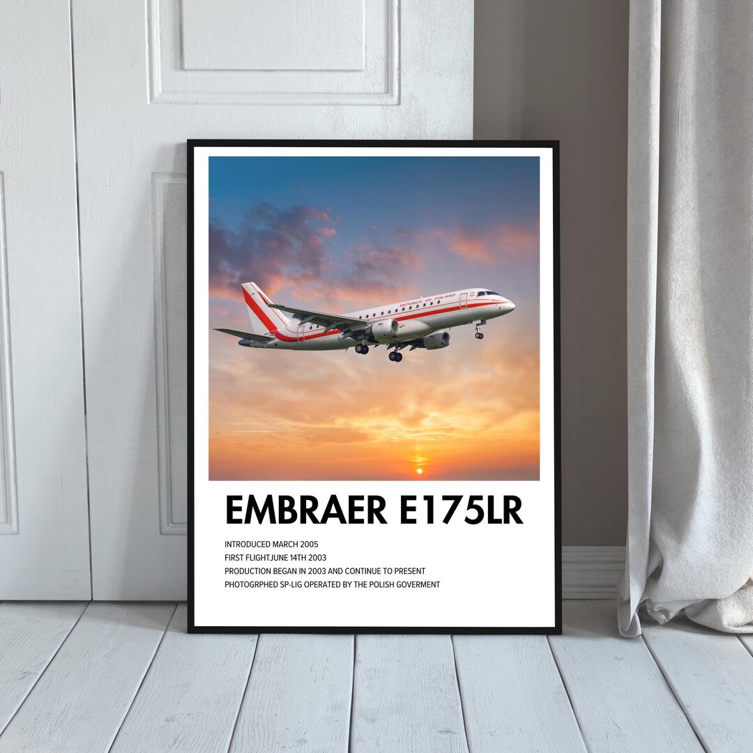 Embraer E175 LR Vertical Plane Spotting Posters, Matte Wall Art Prints ...