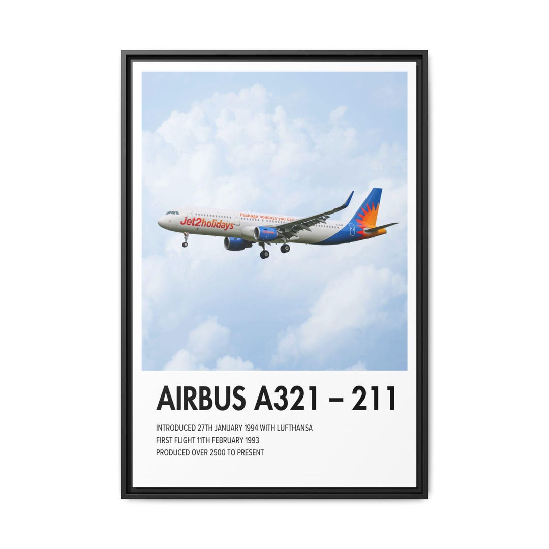 Airbus A321-211 Framed Canvas Art, Aviation Poster for Plane ...