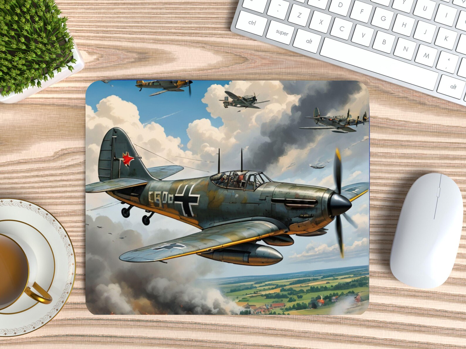 Non-slip Gaming Mouse Pad, WWII Planes Over Battlefield Mouse Pad ...