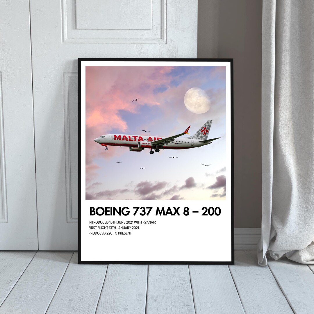 Boeing 737 MAX8- 200vertical Plane Spotting Posters, Matte Wall Art ...