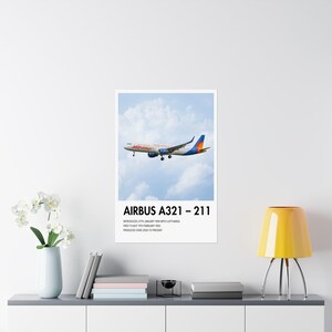 Airbus A321- 211 Vertical Plane Spotting Posters, Matte Wall Art Prints ...