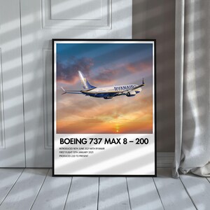 Boeing 737max 8-200 Vertical Plane Spotting Posters, Matte Wall Art ...