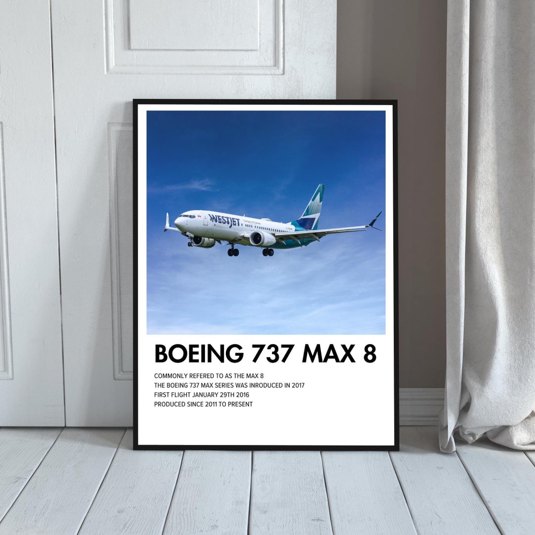 Boeing 737 MAX 8 Vertical Plane Spotting Posters, Matte Wall Art Prints ...