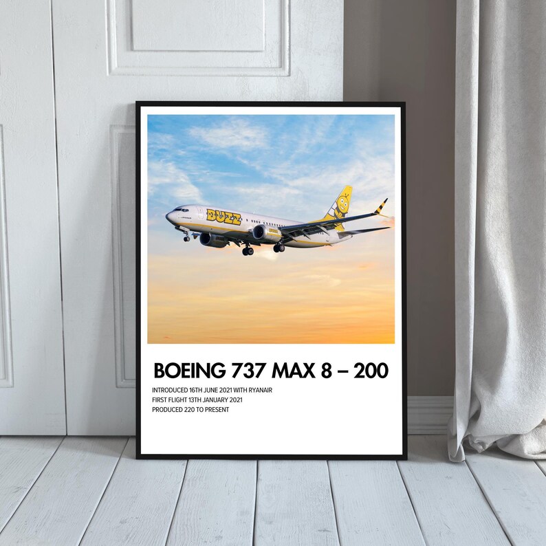 Boeing 737 MAX 8-200 Vertical Plane Spotting Posters, Matte Wall Art ...