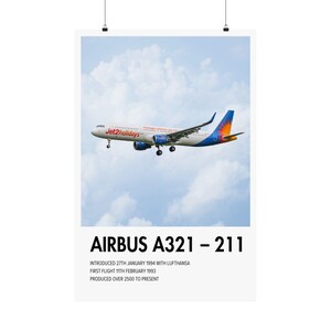 Airbus A321- 211 Vertical Plane Spotting Posters, Matte Wall Art Prints ...