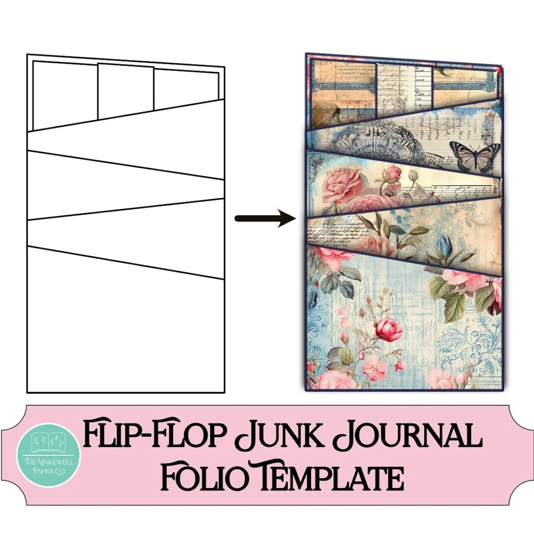 Flip Flop Junk Journal Folio Template: Customizable SVG, PDF, PNG Files ...