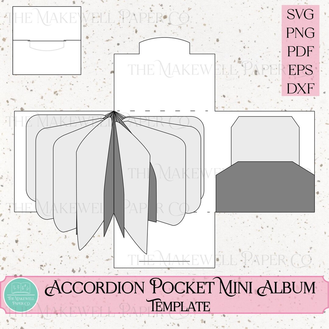 Accordion Pocket Mini Album Template: SVG Cut Files and Customizable ...