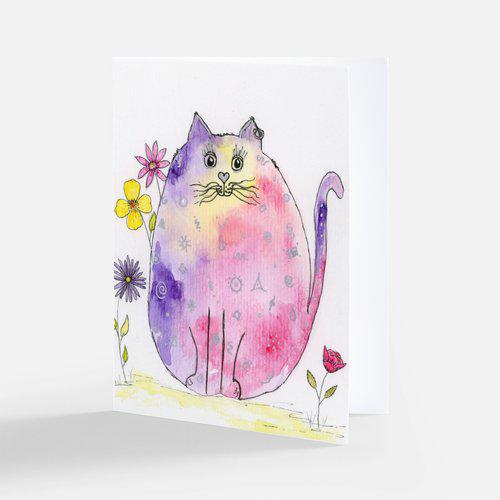 Whimsical Watercolor Cat Note Cards, Colorful & Cheerful Greeting Cards ...