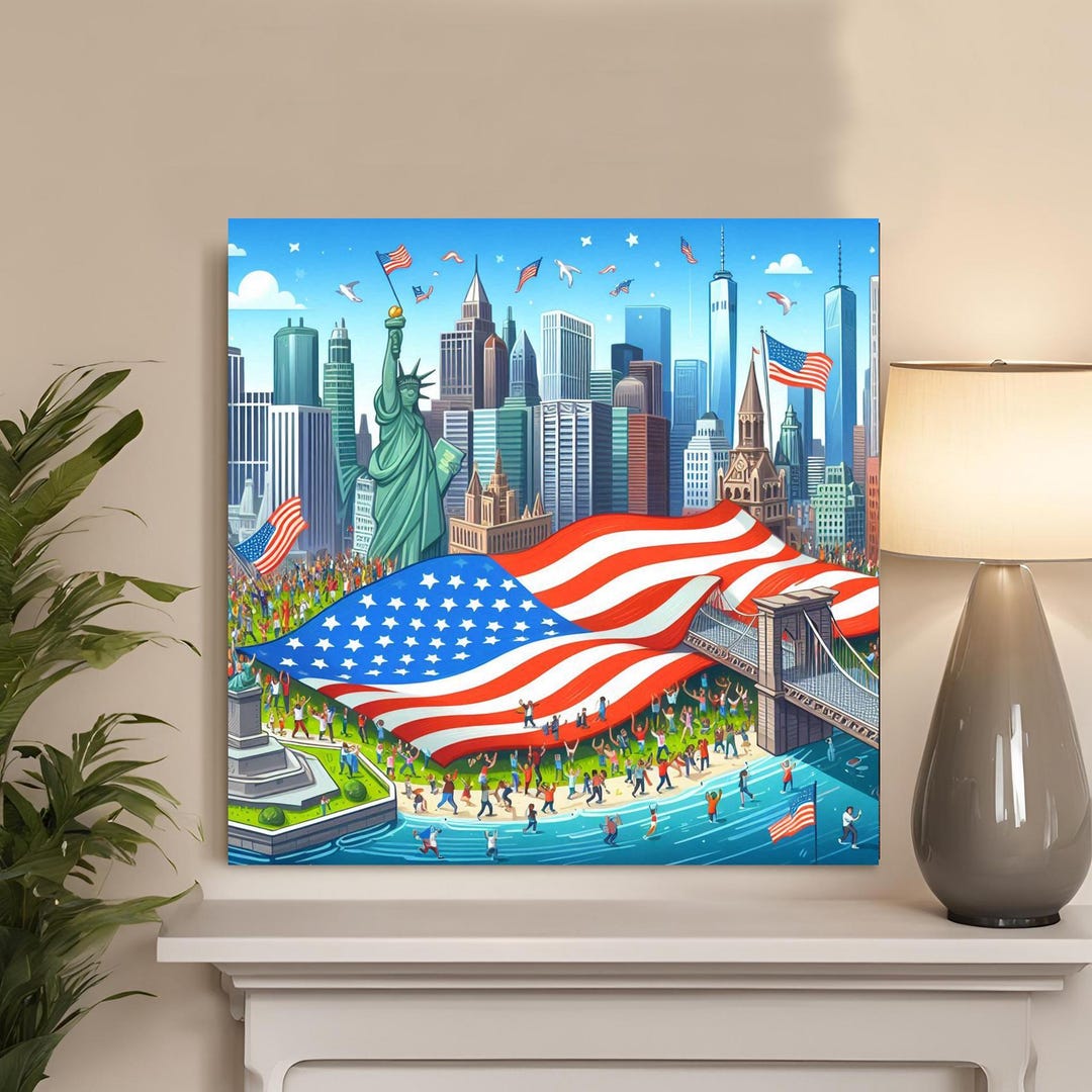 Independence Day, Flag, USA, Freedom, Canvas Art, New York, Canvas ...
