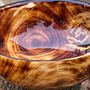 Large Wood Bowl From Burned Poplar Wood, Luxury Gloss Resin Finish - Etsy