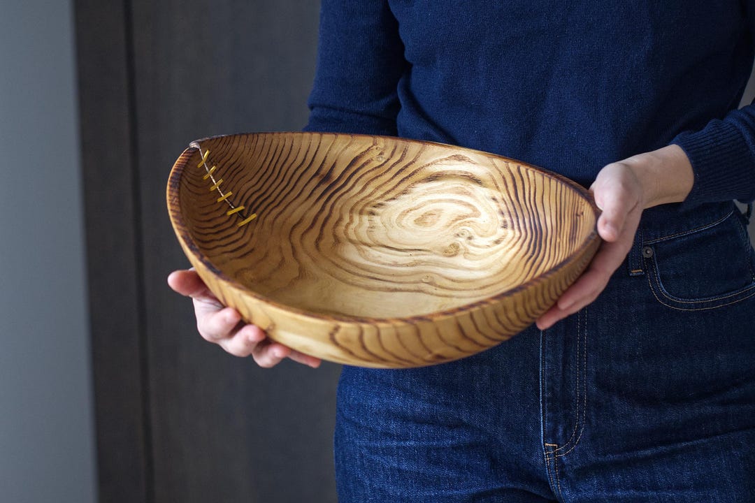 Hand-turned Mulberry Wood Salad Bowl, Large Mid Century Modern Serving ...