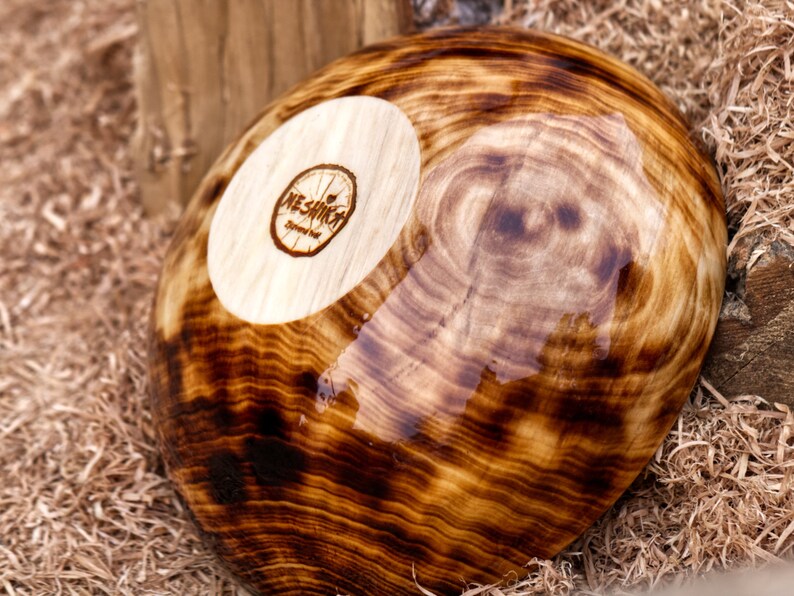 Large Wood Bowl From Burned Poplar Wood, Luxury Gloss Resin Finish - Etsy