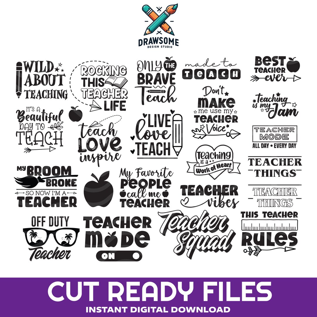A Teacher SVG Bundle | Teaching Quotes | Inspirational Teacher Designs ...