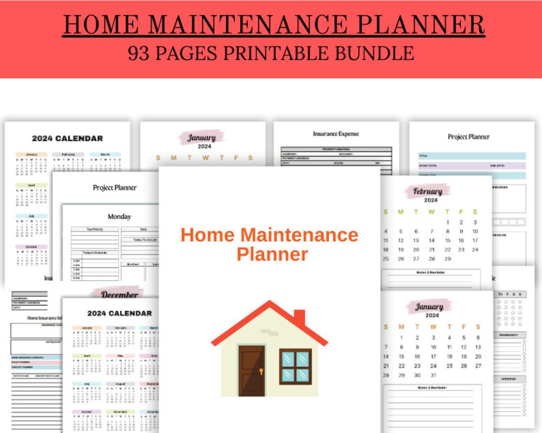 Home Maintenance Planner Expense Tracker House Repairs Project Planner ...