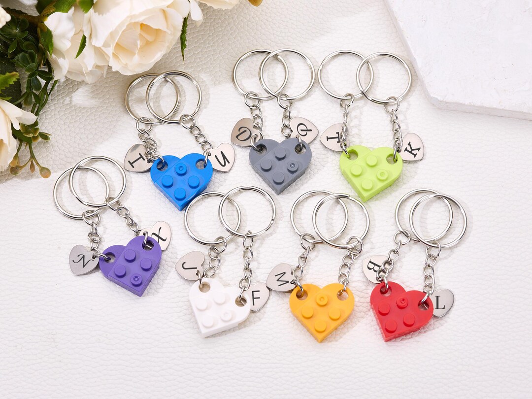 Heart Keychain With Initials,colorful Matched Keychains,best Valentine ...