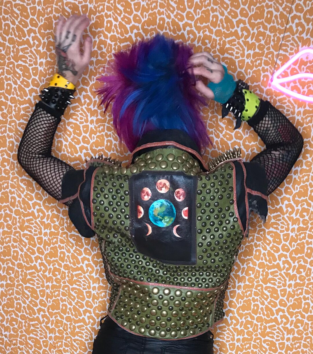 Phases of the Moon Studded Leather Punk Vest - Etsy