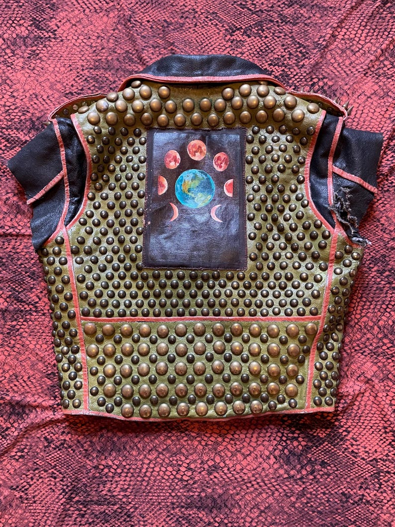 Phases of the Moon Studded Leather Punk Vest - Etsy