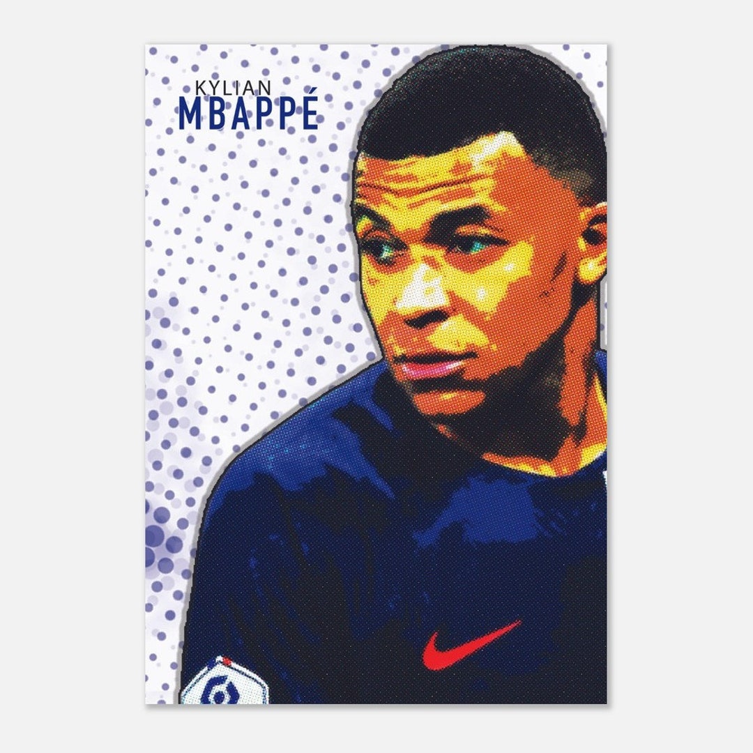 Kylian Mbappé Cartoon-style Screen-print Effect Aluminium Print Dynamic ...